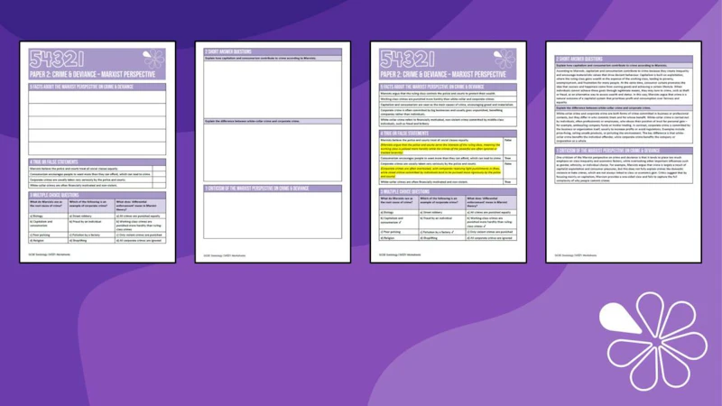 54321 Recap Worksheet for GCSE Sociology (Paper 2) - The Marxist ...
