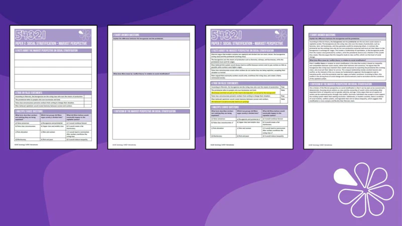 54321 Recap Worksheet for GCSE Sociology (Paper2) - The Marxist ...