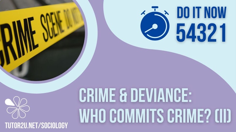 54321 'Do it now' activity for GCSE Sociology | Who commits crime? 2 ...