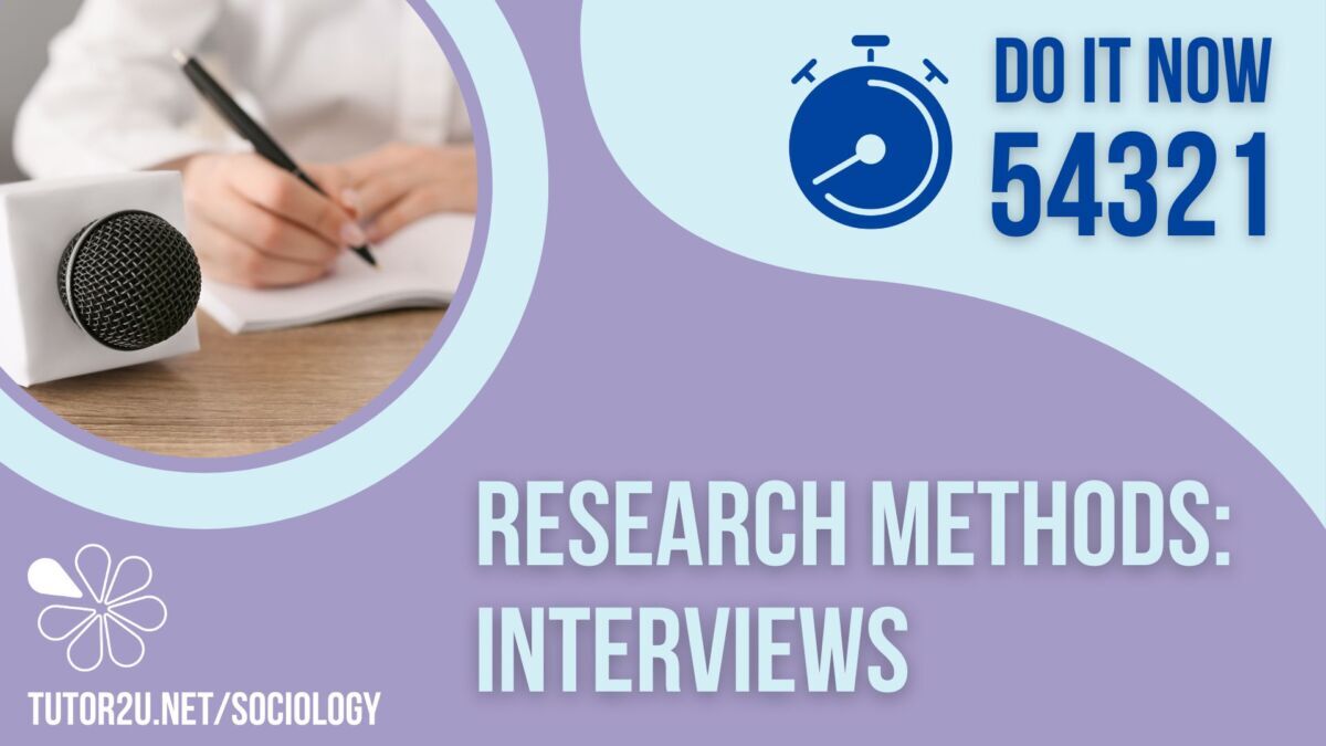 54321 'Do it now' activity for GCSE Sociology: Interviews (Research ...