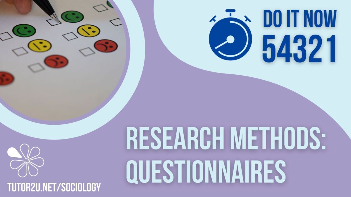54321 'Do it now' activity for GCSE Sociology: Questionnaires (Research ...