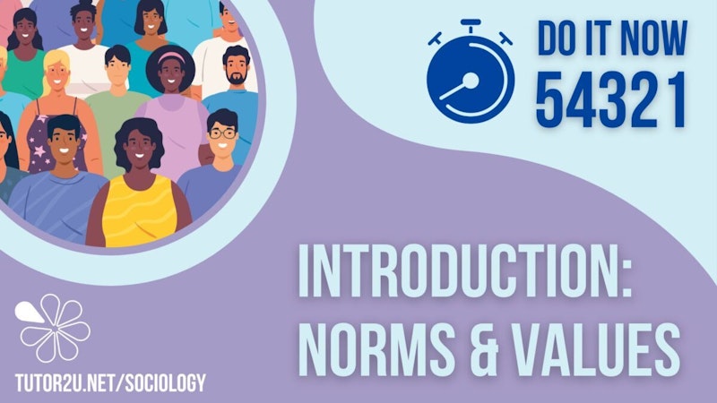 54321 'Do it now' activity for GCSE Sociology: Norms and values ...
