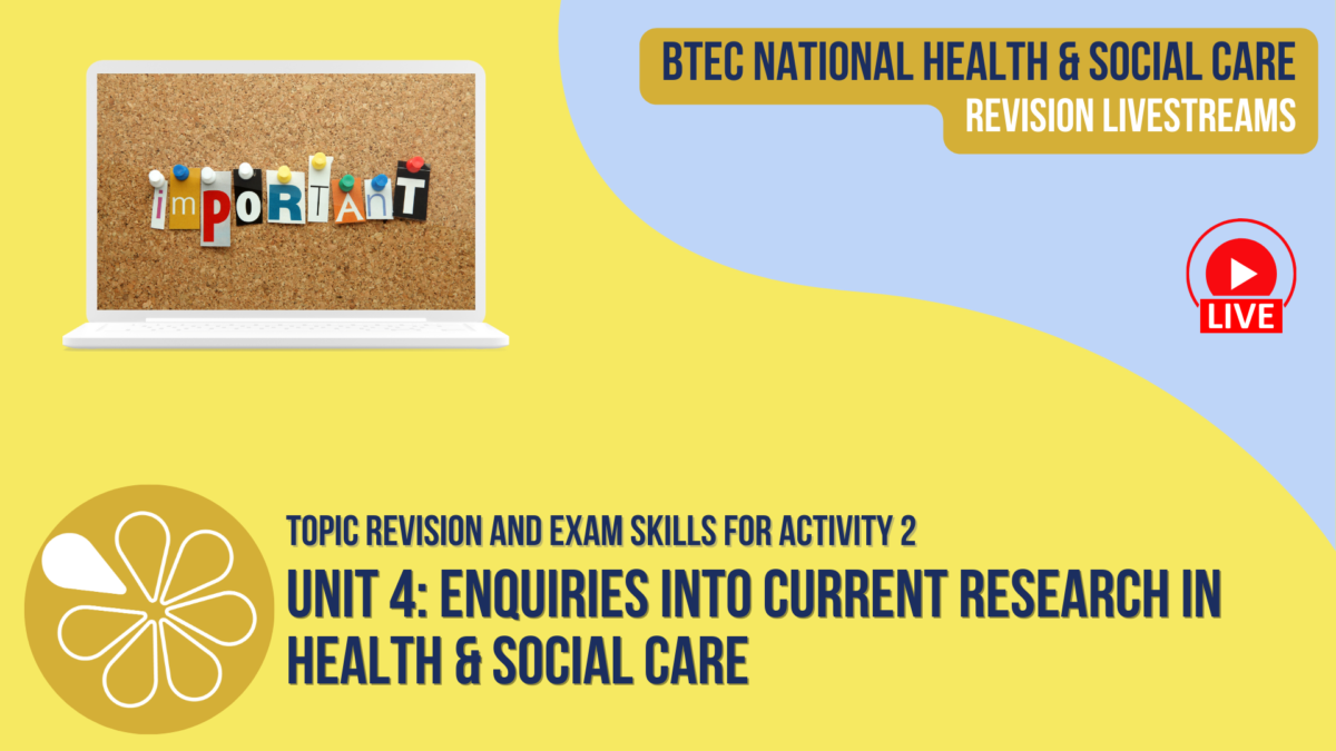 Activity 2 in the Unit 4 Exam | BTEC National Health & Social Care ...