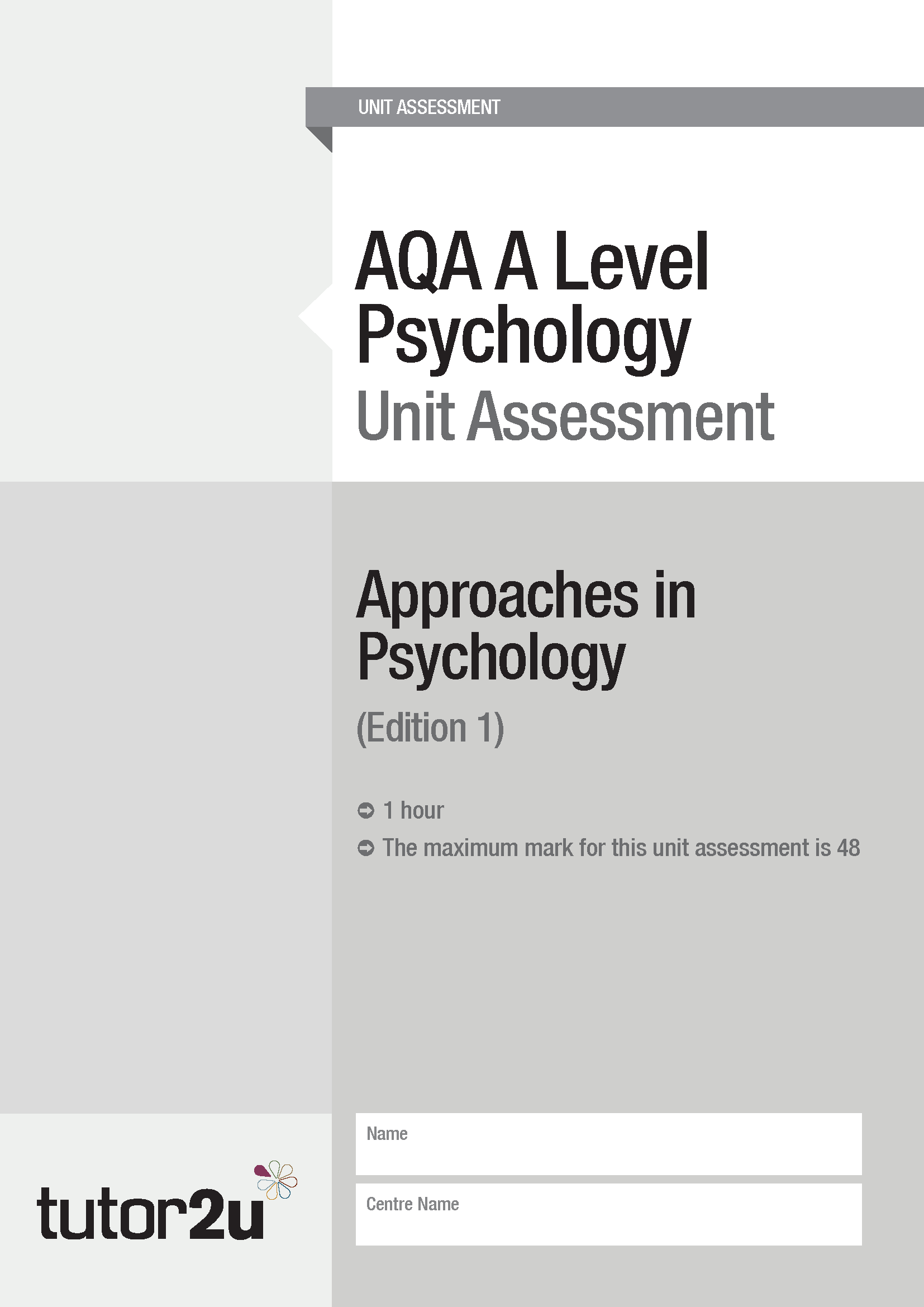 Approaches in Psychology: AQA A Level Psychology Unit Assessment ...