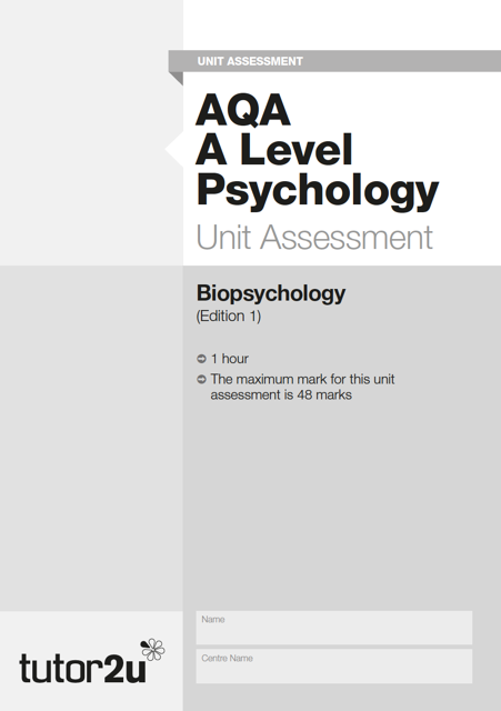 Biopsychology AQA A Level Psychology Unit Assessment Edition1 ...